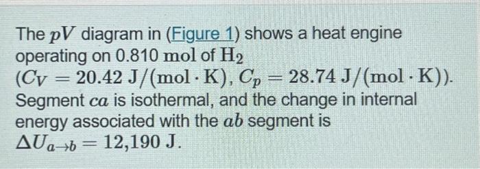 Solved The pV diagram in (Figure 1) shows a heat engine | Chegg.com
