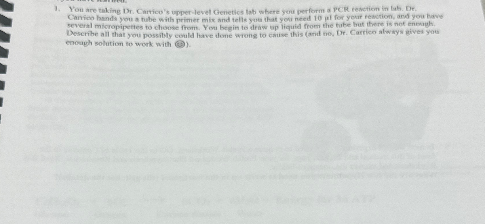 Solved You are taking Dr. ﻿Carrico's upper-level Genetics | Chegg.com
