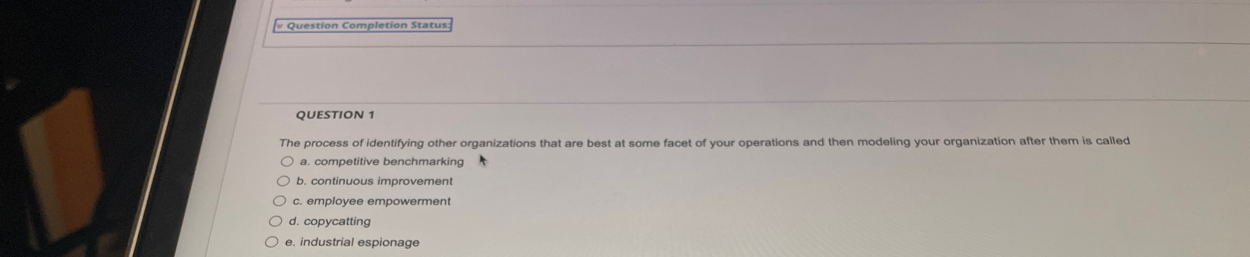 Solved Question Completion Status:QUESTION 1The process of | Chegg.com