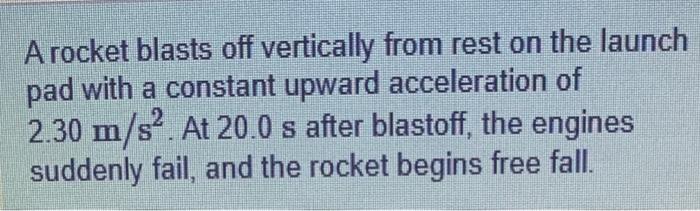 Solved A rocket blasts off vertically from rest on the | Chegg.com