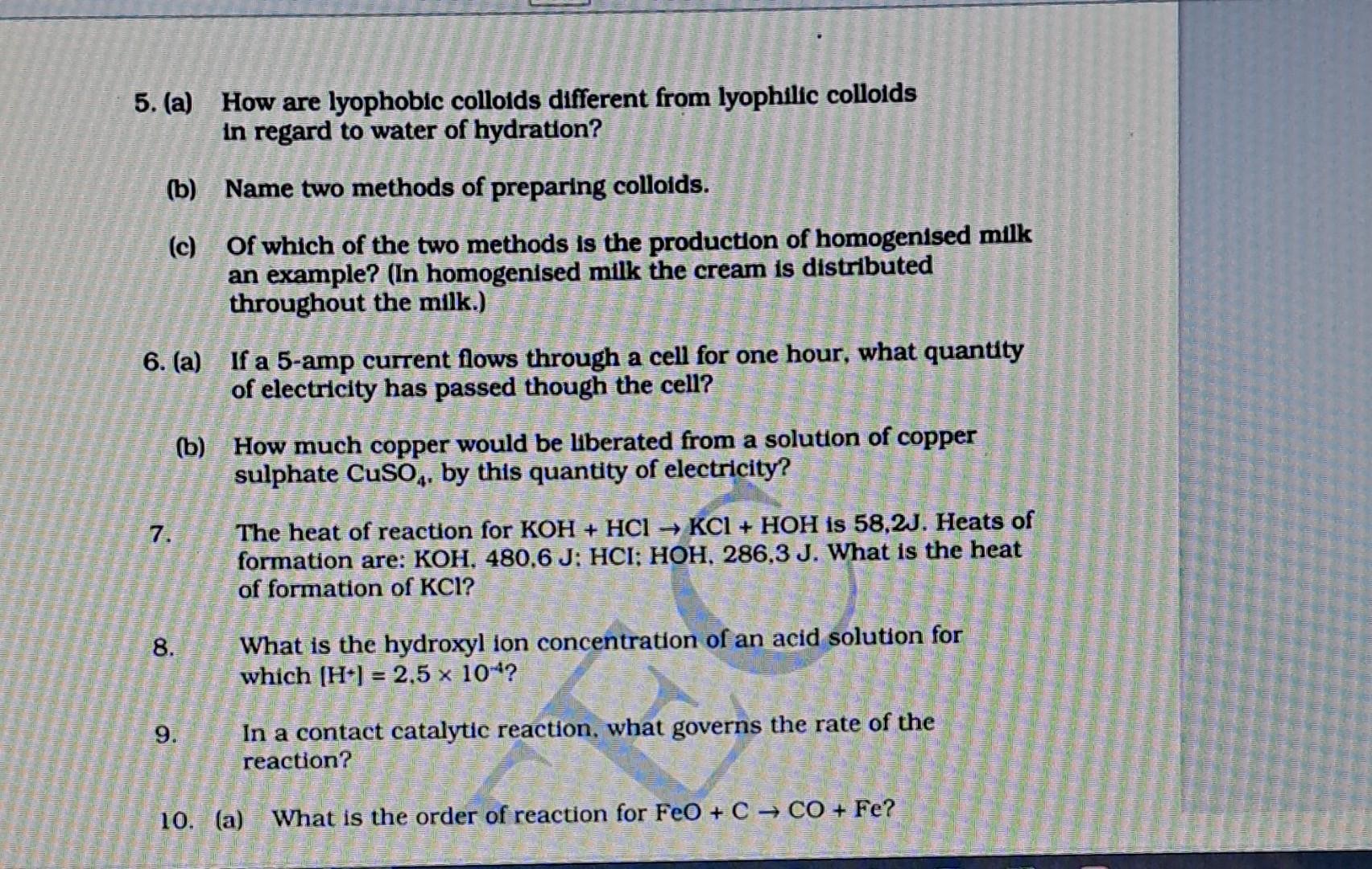 5. (a) How are lyophobic colloids different from | Chegg.com