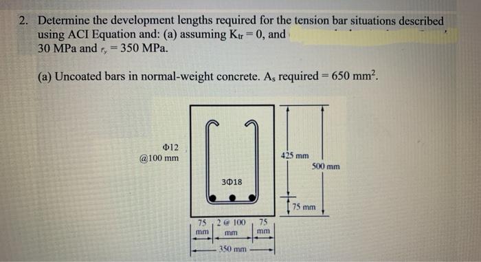 Solved Determine the development lengths required for the | Chegg.com