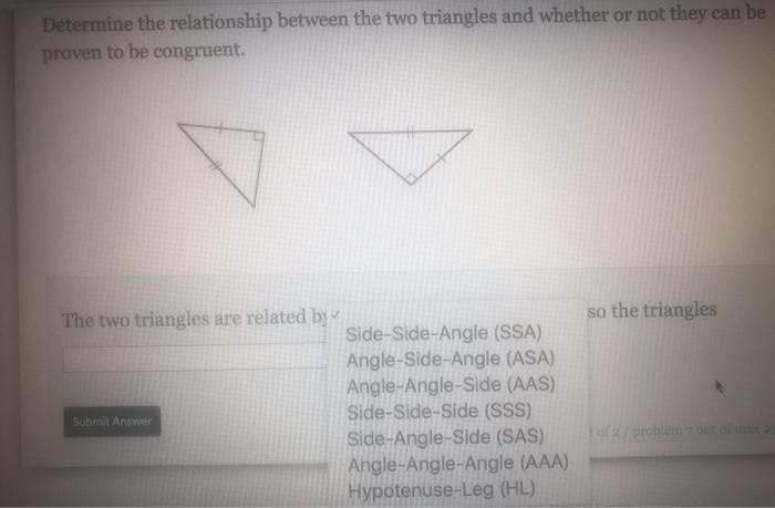 Solved Determine the relationship between the two triangles | Chegg.com