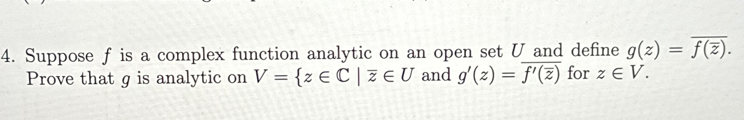 Solved Suppose F ﻿is A Complex Function Analytic On An Open