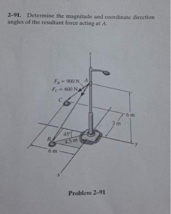 Solved 2 91 Determine The Magnitude And Coordinate