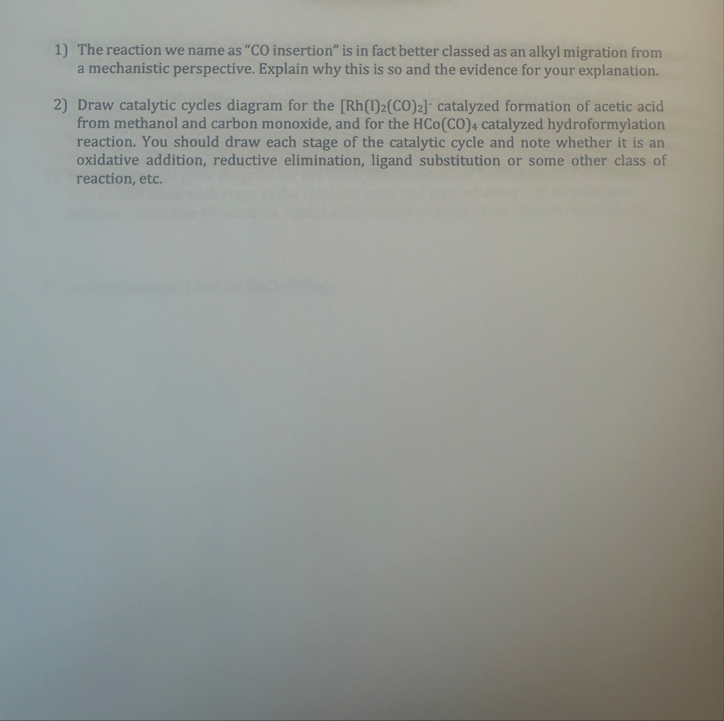 Solved The reaction we name as "CO insertion" is in fact | Chegg.com