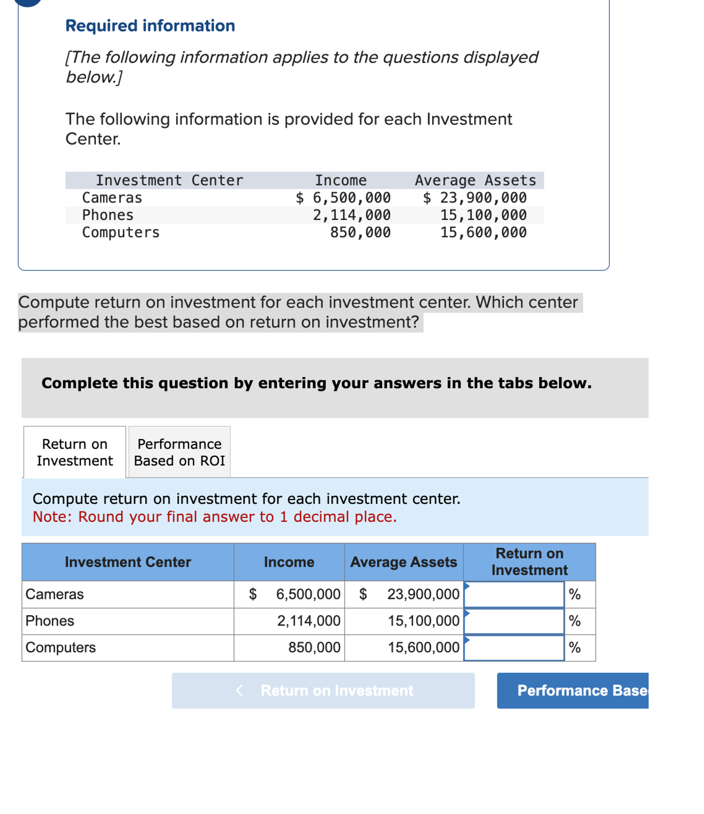 Solved Compute return on investment for each investment | Chegg.com