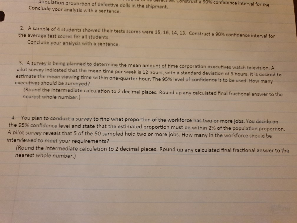 Solved Construct a 90% confidence interval for the | Chegg.com