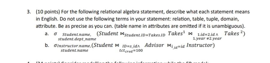 Solved (24 points) Using the university schema from the | Chegg.com