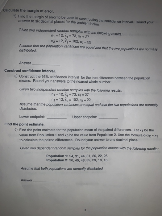 Solved Calculate the sample standard deviation. 10) | Chegg.com