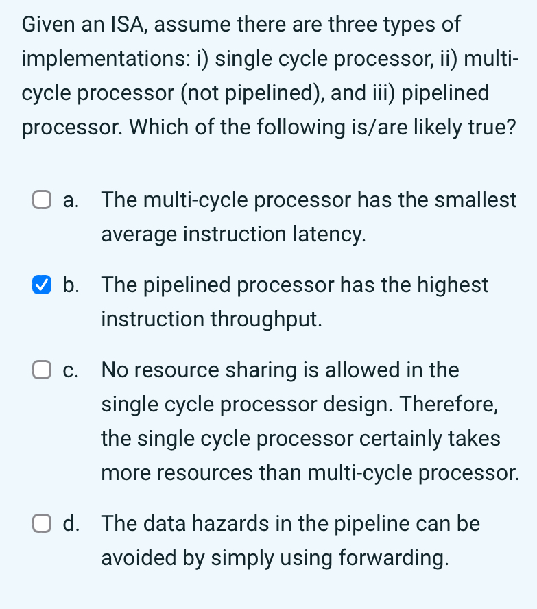 Solved Given an ISA, assume there are three types | Chegg.com