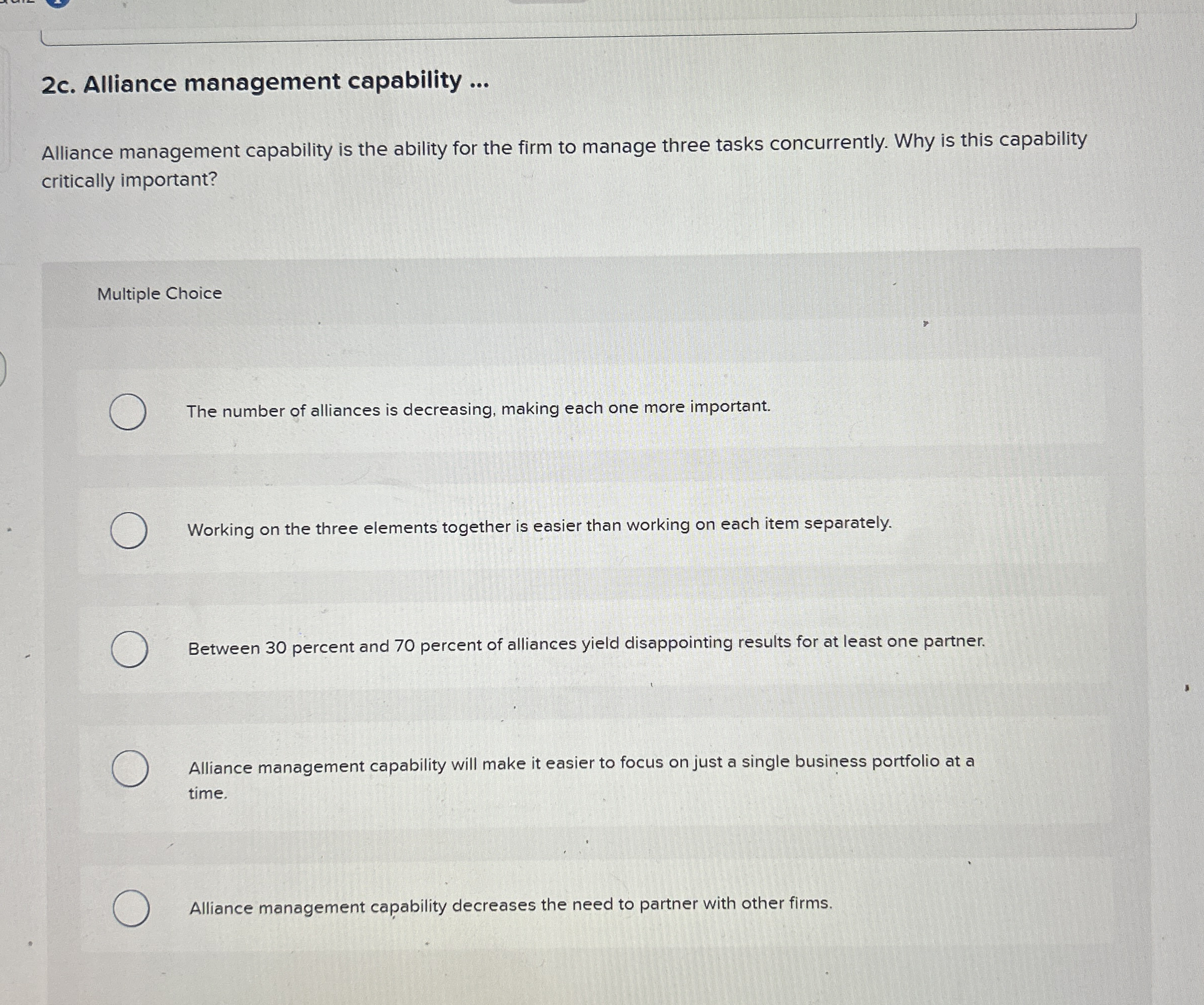 Solved 2c. ﻿Alliance management capability ...Alliance | Chegg.com