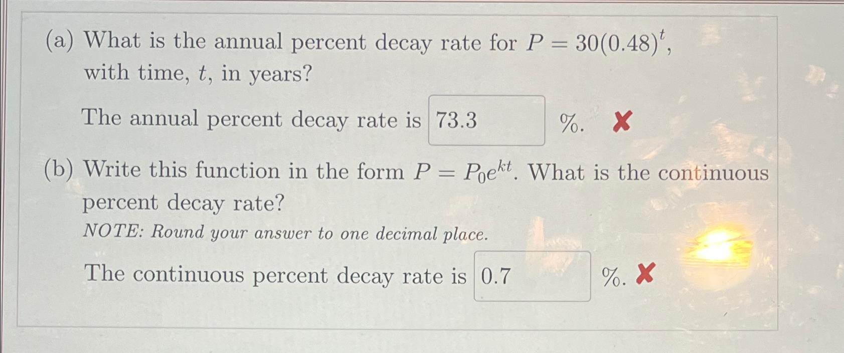 Solved (a) ﻿What is the annual percent decay rate for | Chegg.com