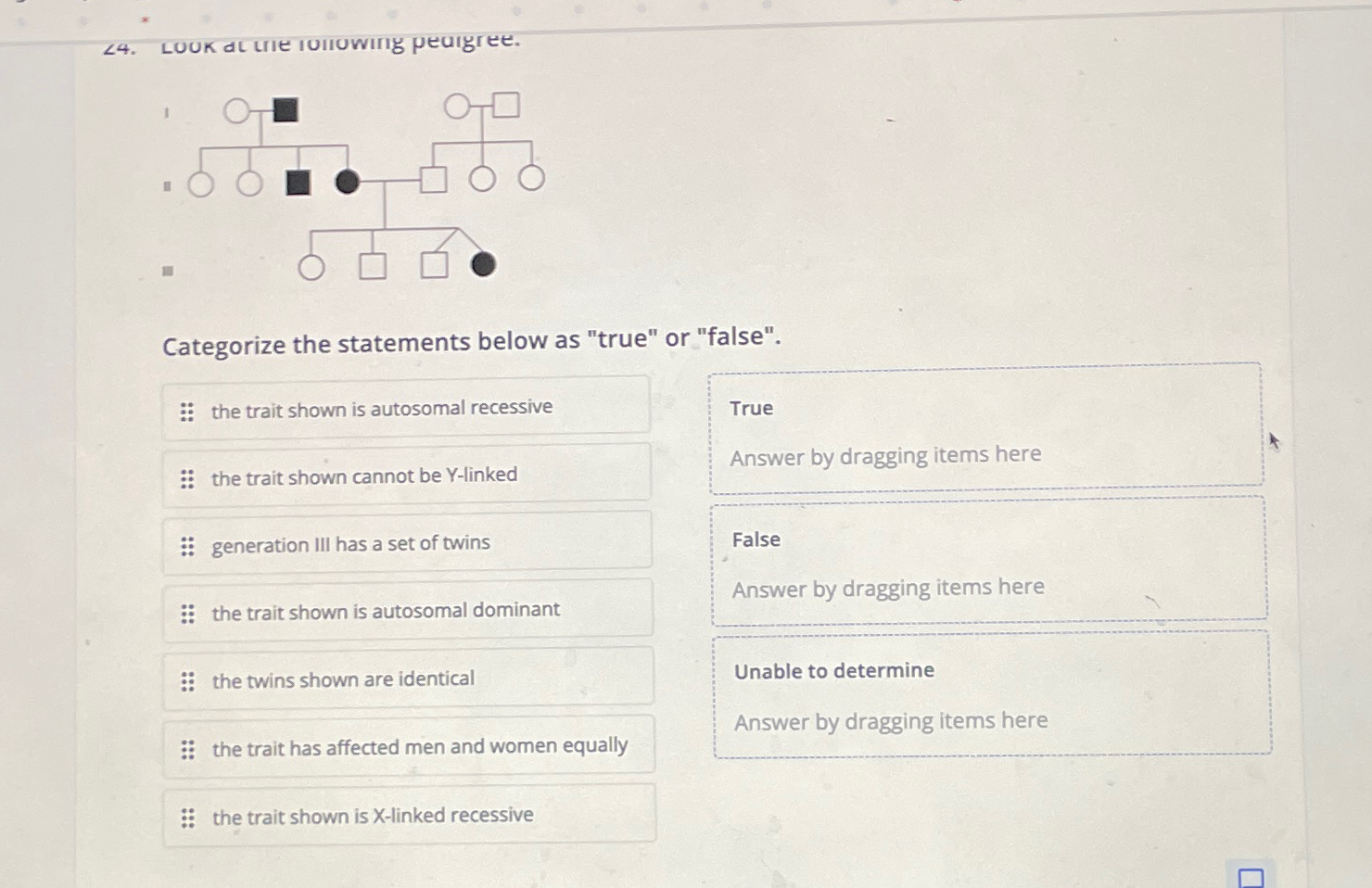 Solved Categorize the statements below as "true" or | Chegg.com