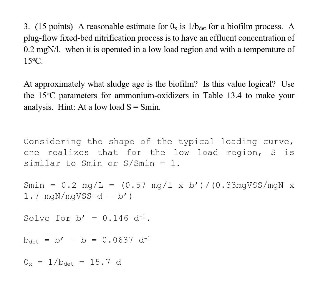 3. (15 points) A reasonable estimate for θx is 1/bdet | Chegg.com
