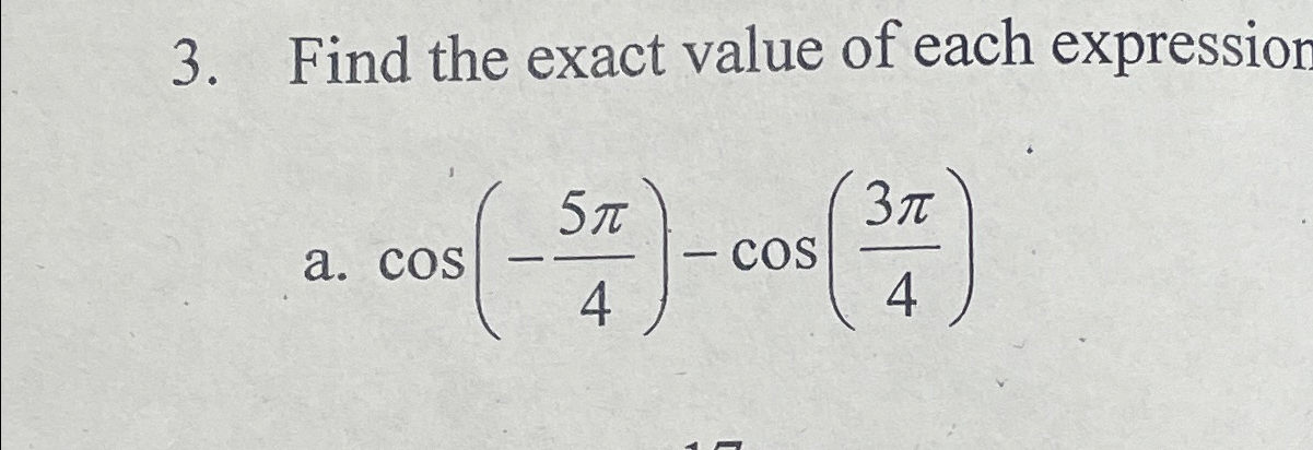 Solved Find the exact value of each | Chegg.com