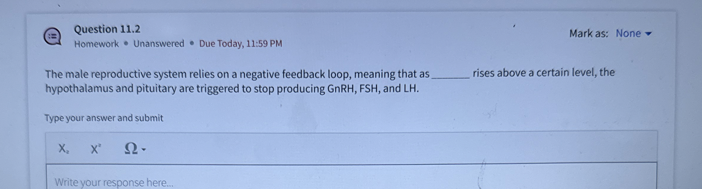 Solved Question 11.2Mark as: NoneHomework * ﻿Unanswered * | Chegg.com
