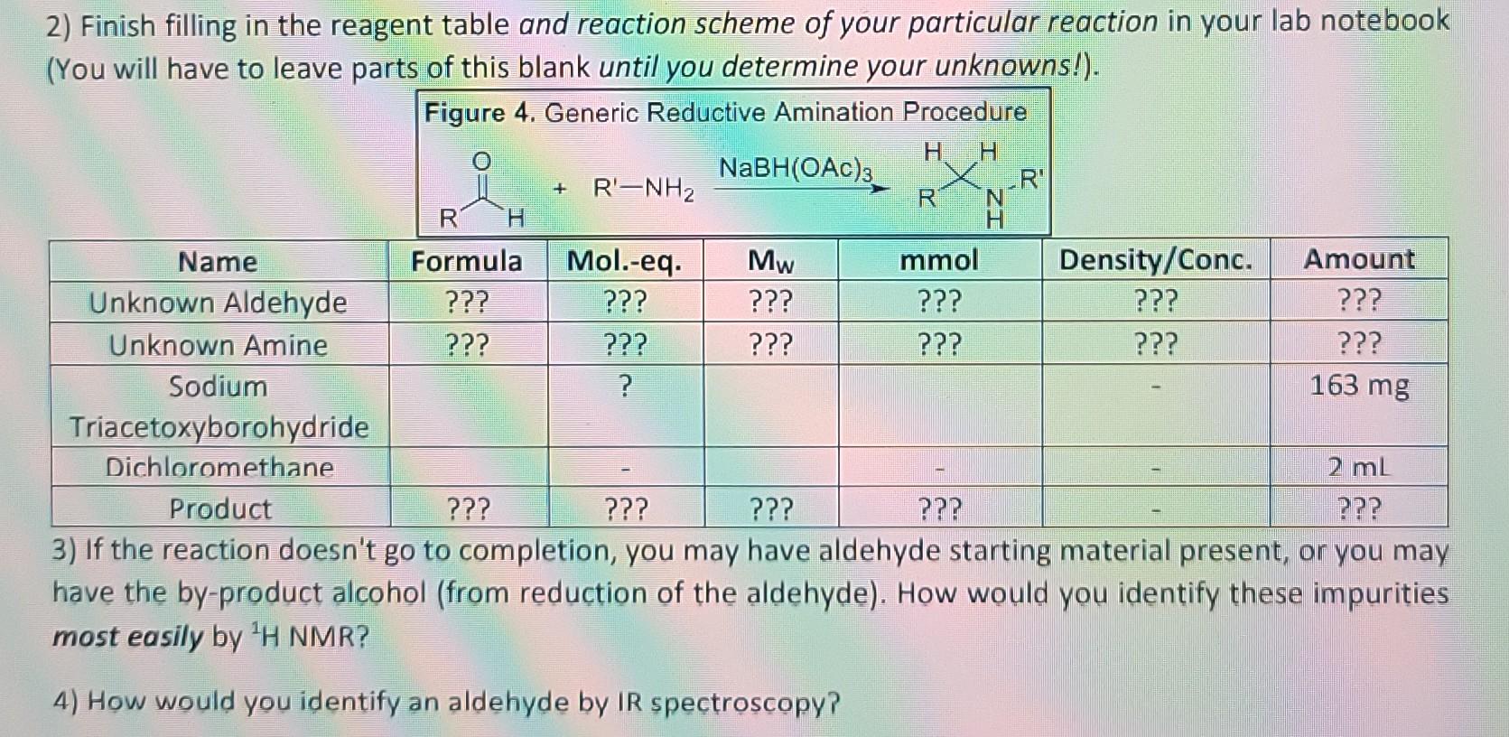 Solved 2) Finish filling in the reagent table and reaction | Chegg.com