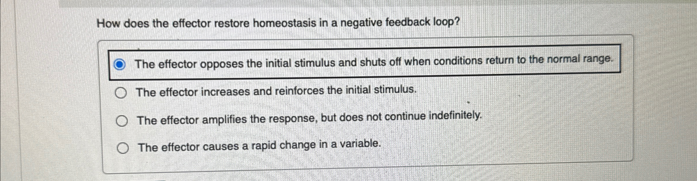 Solved How does the effector restore homeostasis in a | Chegg.com