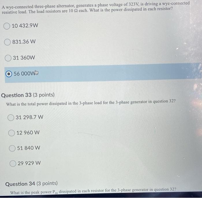 Solved A wye-connected three-phase alternator, generates a | Chegg.com