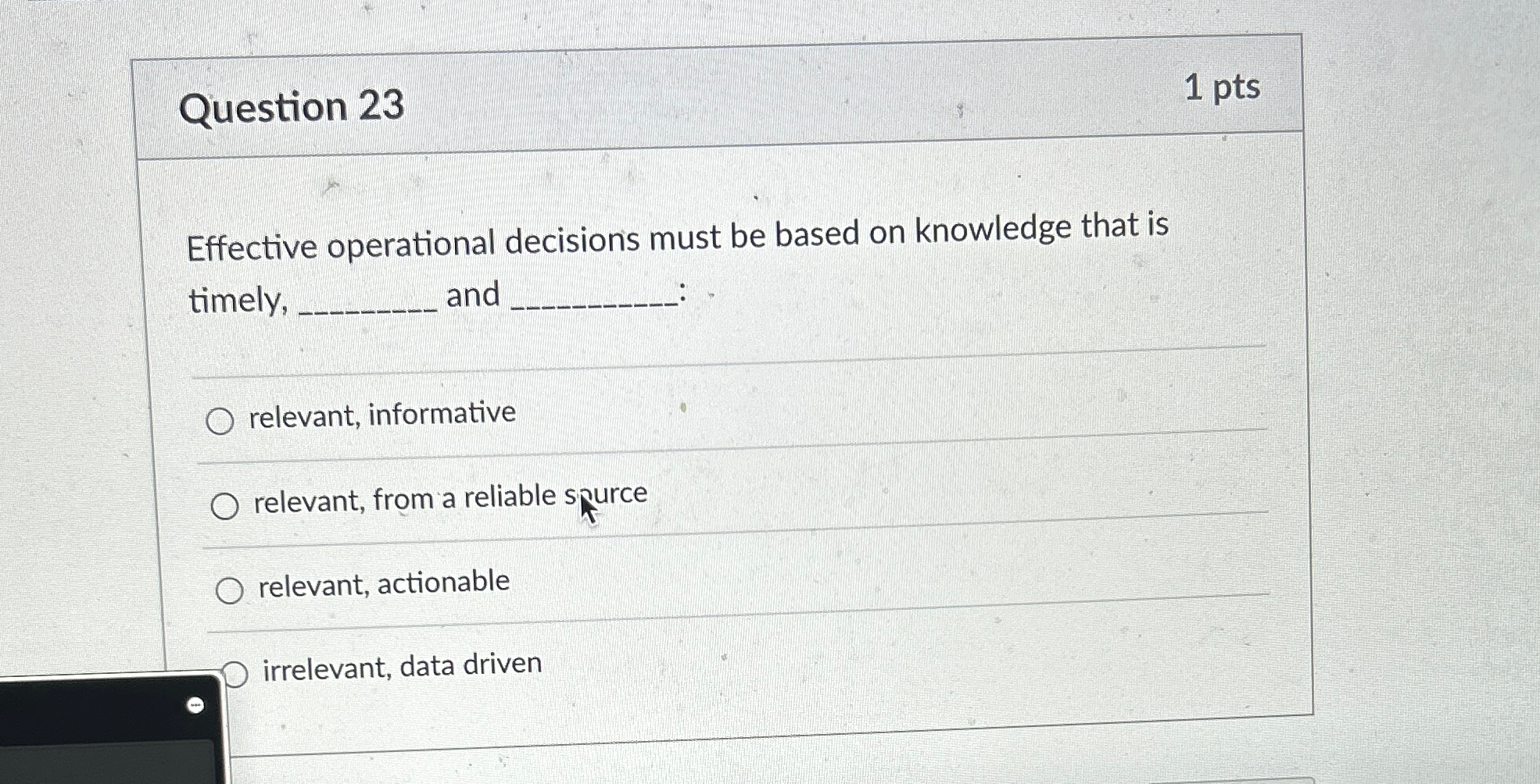 Solved Question 231 ﻿ptsEffective operational decisions must | Chegg.com