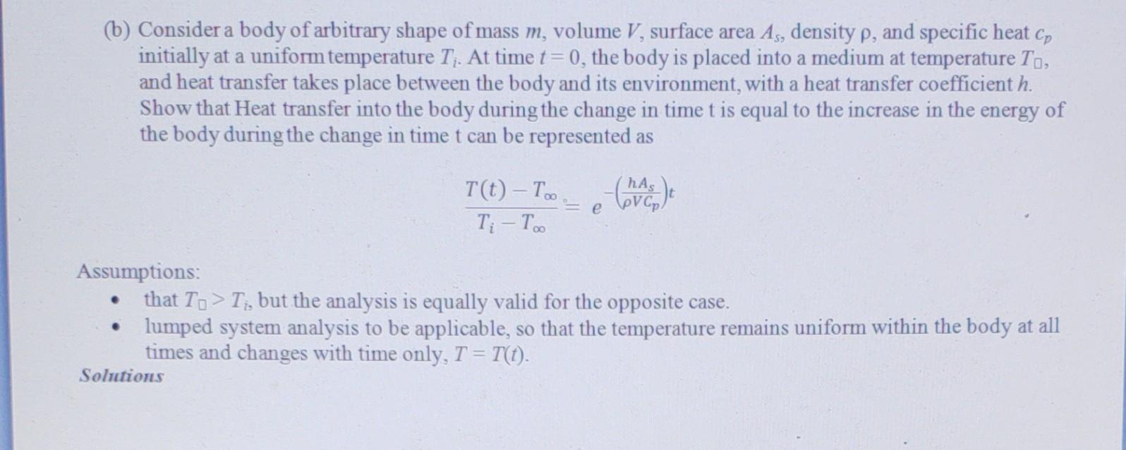 Solved (b) Consider a body of arbitrary shape of mass m, | Chegg.com