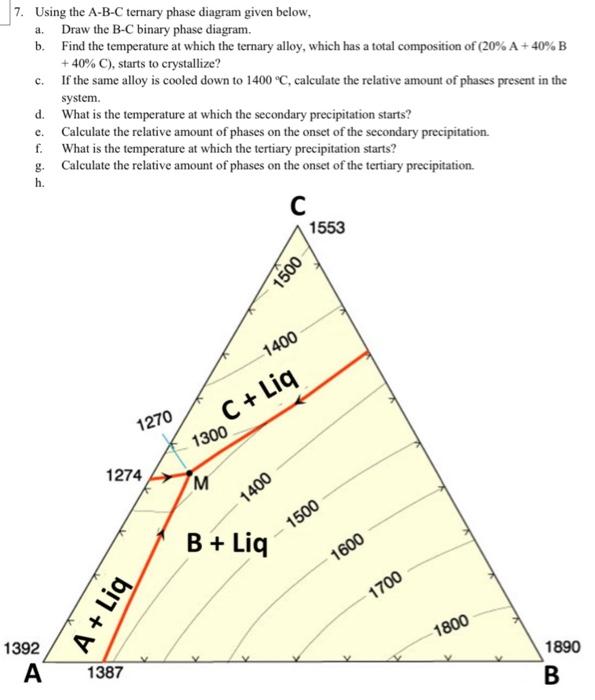 Solved 7. Using the A-B-C ternary phase diagram given below, | Chegg.com