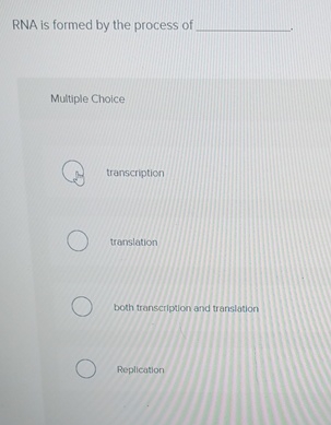 Solved RNA is formed by the process ofMultiple Choice | Chegg.com