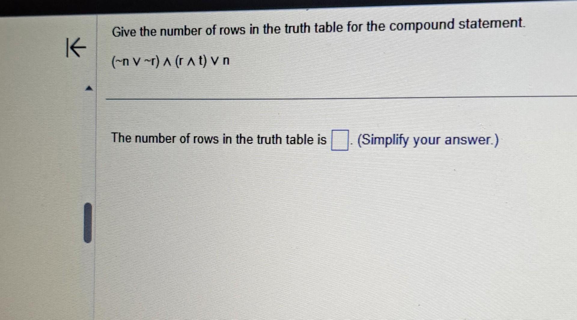 Solved K Give the number of rows in the truth table for the | Chegg.com