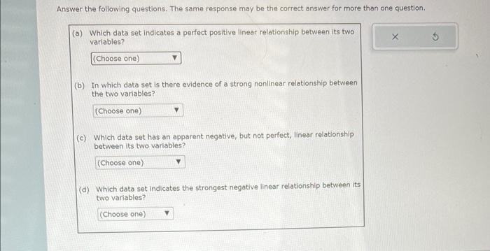 Solved Below ε or blvariate data sets and their scotter | Chegg.com