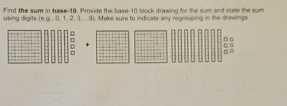 Solved Find the sum in base-10. ﻿Provide fhe base-10 ﻿block | Chegg.com