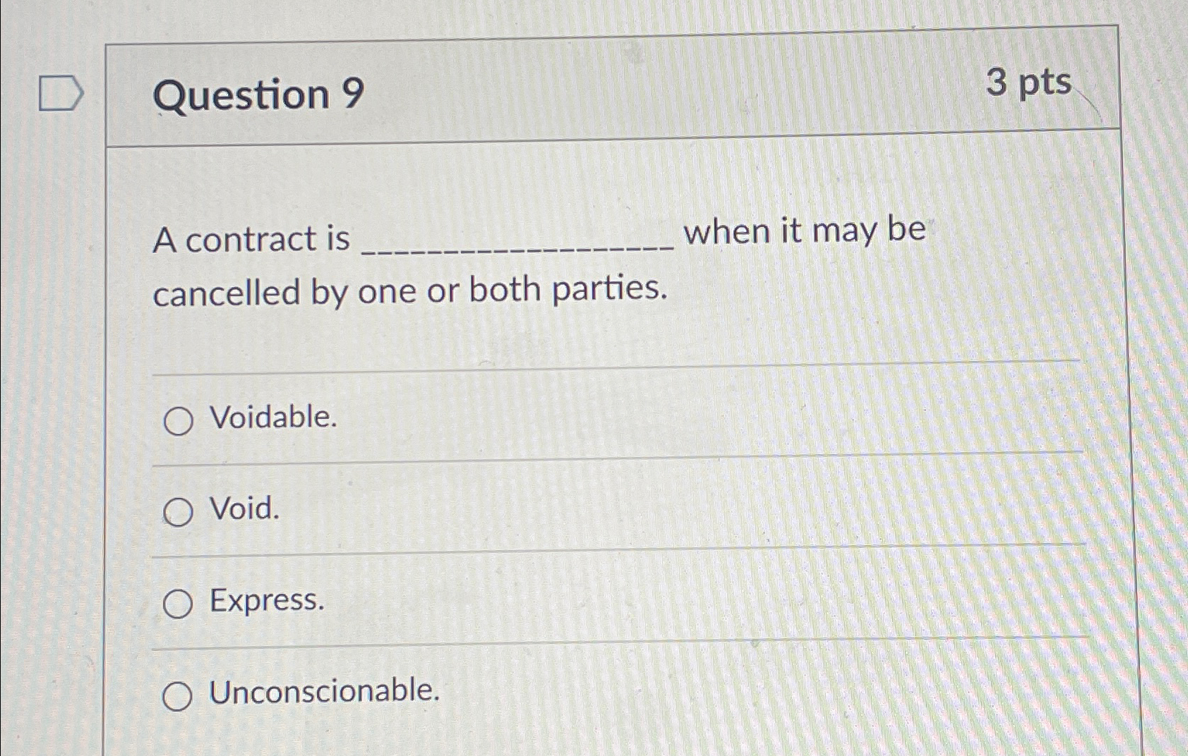 Solved Question 93 ﻿ptsA contract is when it may be | Chegg.com