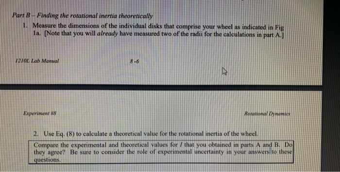 Solved Part B Finding the rotational inertia theoretically | Chegg.com