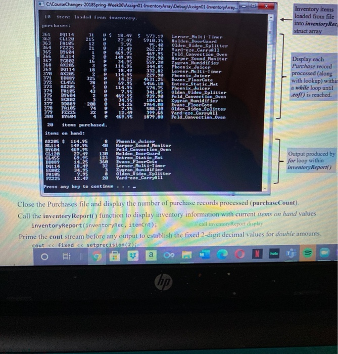 Solved 8 Inventory Struct Array Lookup for Purchases Create | Chegg.com