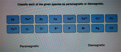 Solved Classify each of the given species as paramagnetic or | Chegg.com