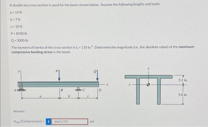 Solved A double tee cross section is used for the beam shown | Chegg.com