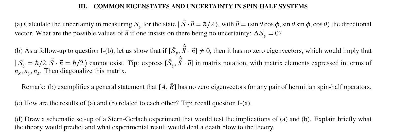 (a) Calculate the uncertainty in measuring Sy for the | Chegg.com
