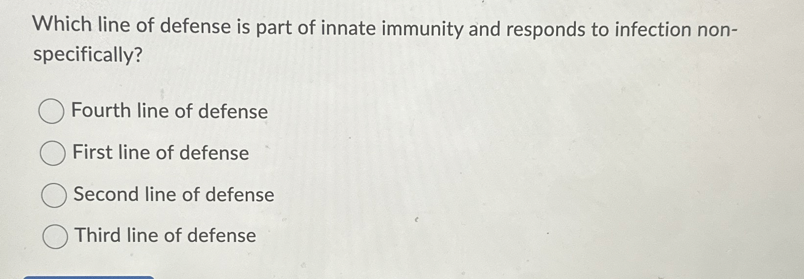 Solved Which line of defense is part of innate immunity and | Chegg.com
