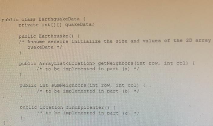 Solved Earthquake FRQ (2D Arrays, ArrayLists, Objects) This | Chegg.com Solved Earthquake FRQ (2D Arrays, ArrayLists, Objects) This | Chegg.com