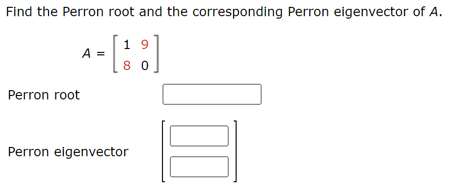 Solved Find the Perron root and the corresponding Perron | Chegg.com