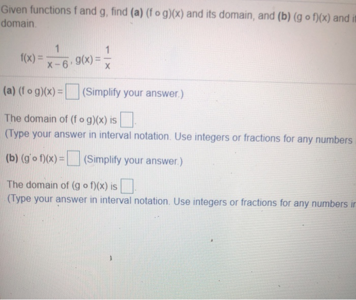 Solved Given Functions Fand G Find A Fog X And Its
