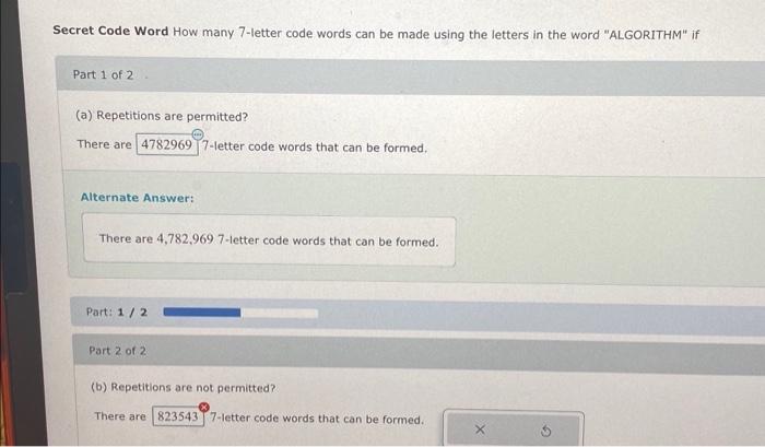 Solved Secret Code Word How many 7-letter code words can be | Chegg.com
