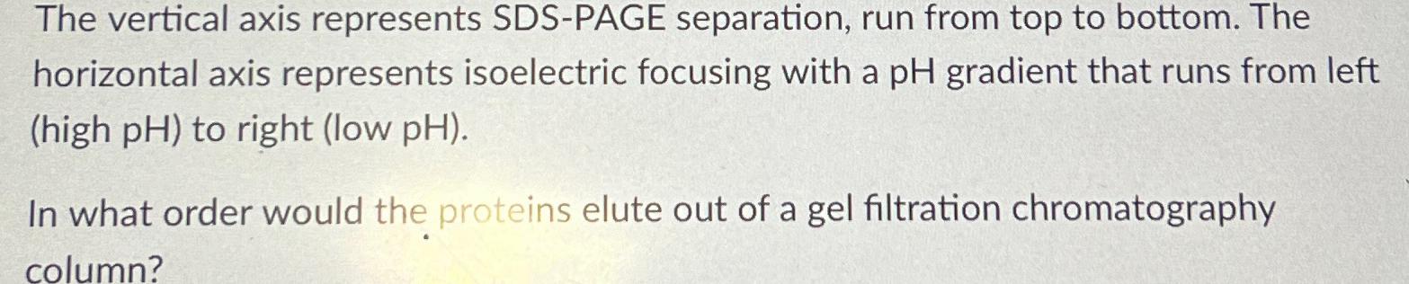 Solved The vertical axis represents SDS-PAGE separation, run | Chegg.com