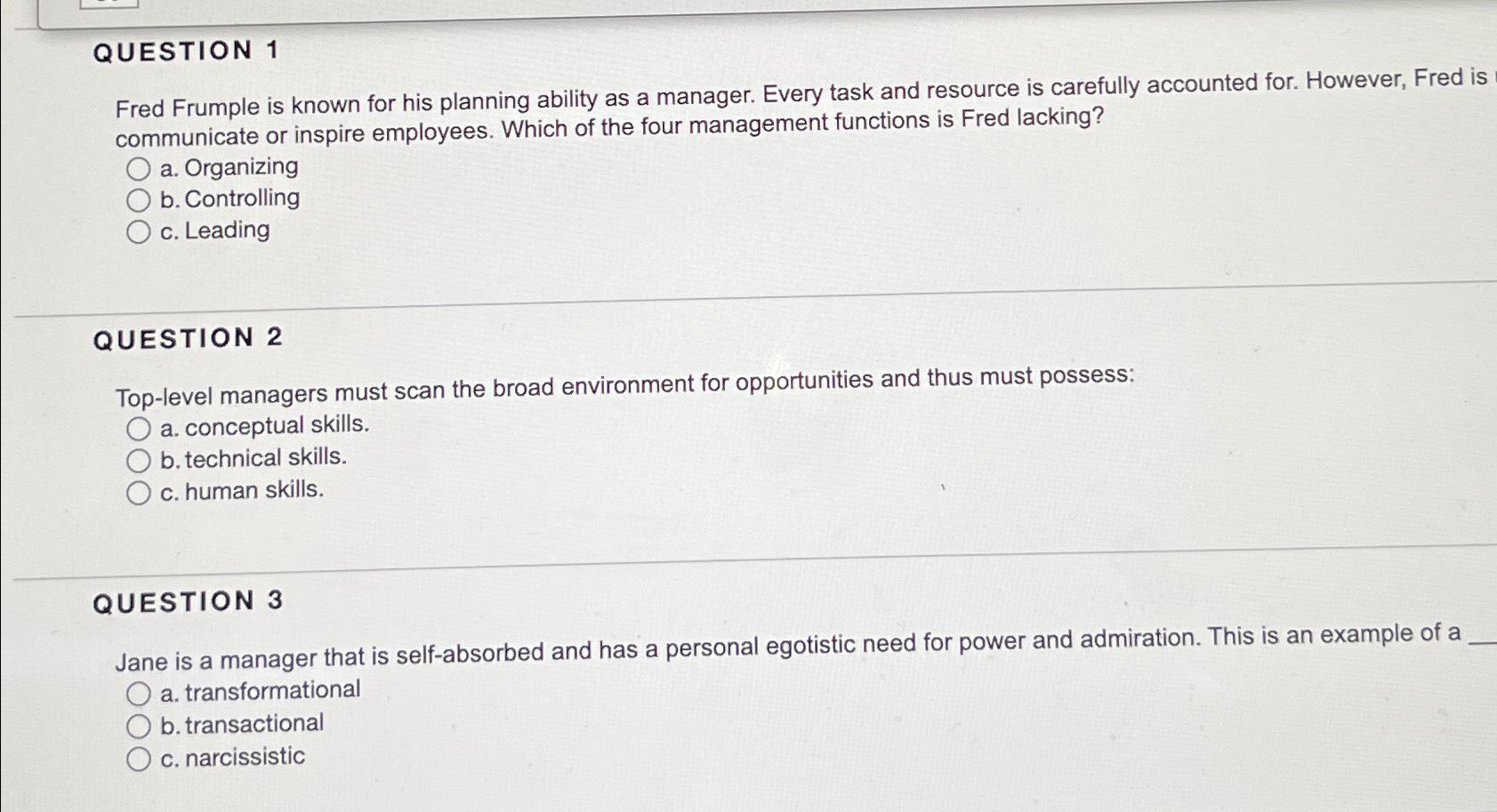 Solved QUESTION 1Fred Frumple is known for his planning | Chegg.com