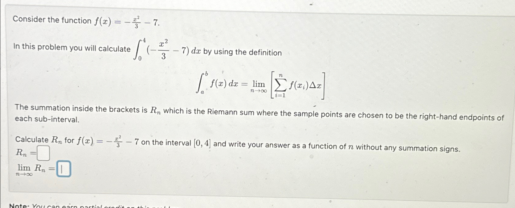 Solved Consider the function f(x)=-x23-7In this problem you | Chegg.com