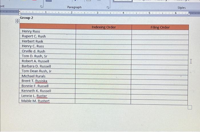 Solved Alphabetical Filing For each group of names below, | Chegg.com