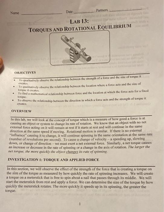 Solved Name Date PRE-LAB PREPARATION SHEET FOR LAB 13 | Chegg.com