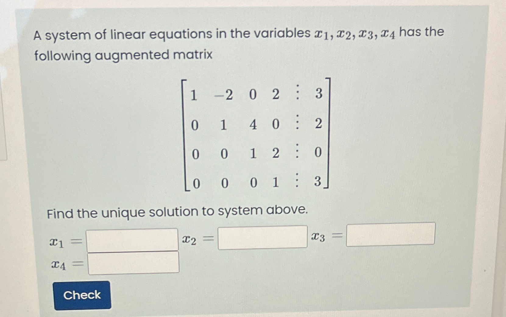 Solved A system of linear equations in the variables | Chegg.com