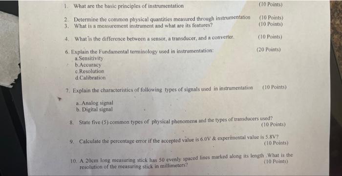 Solved 1. What are the basic principles of instrumentation | Chegg.com