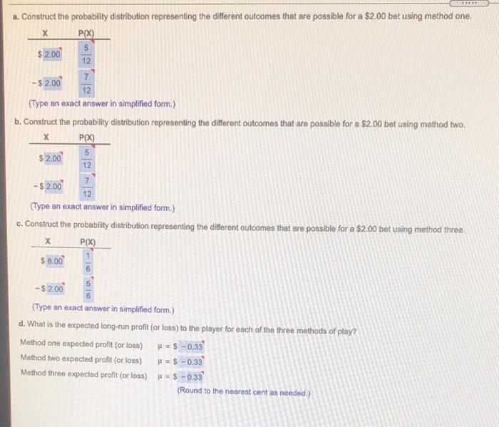 Solved . Construct the probability distribution representing | Chegg.com